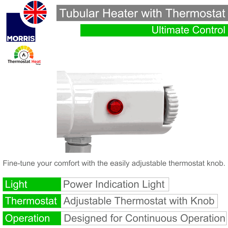 Morris 2ft Tubular Heater With Thermostat | Tube Heater 2ft ...