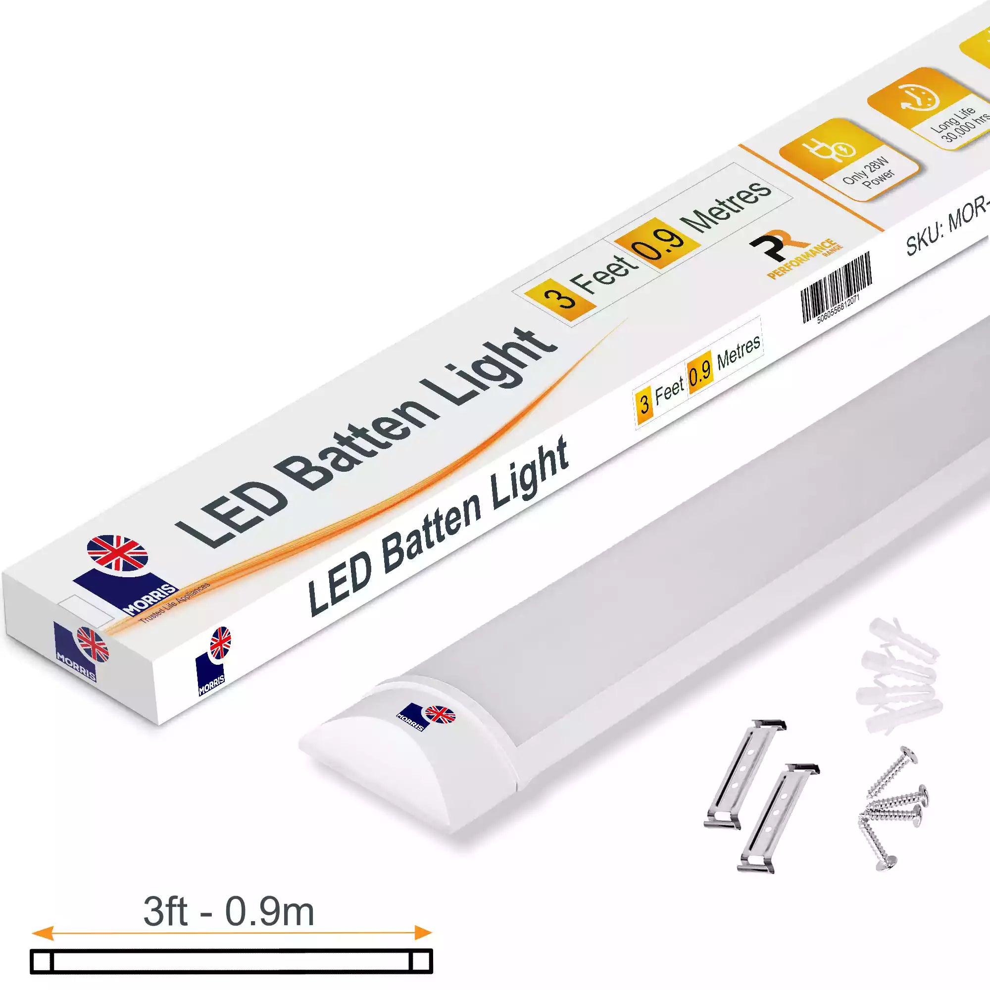 Morris Slimline 3ft LED Batten | 3ft LED Batten Lights | MorrisDirect ...
